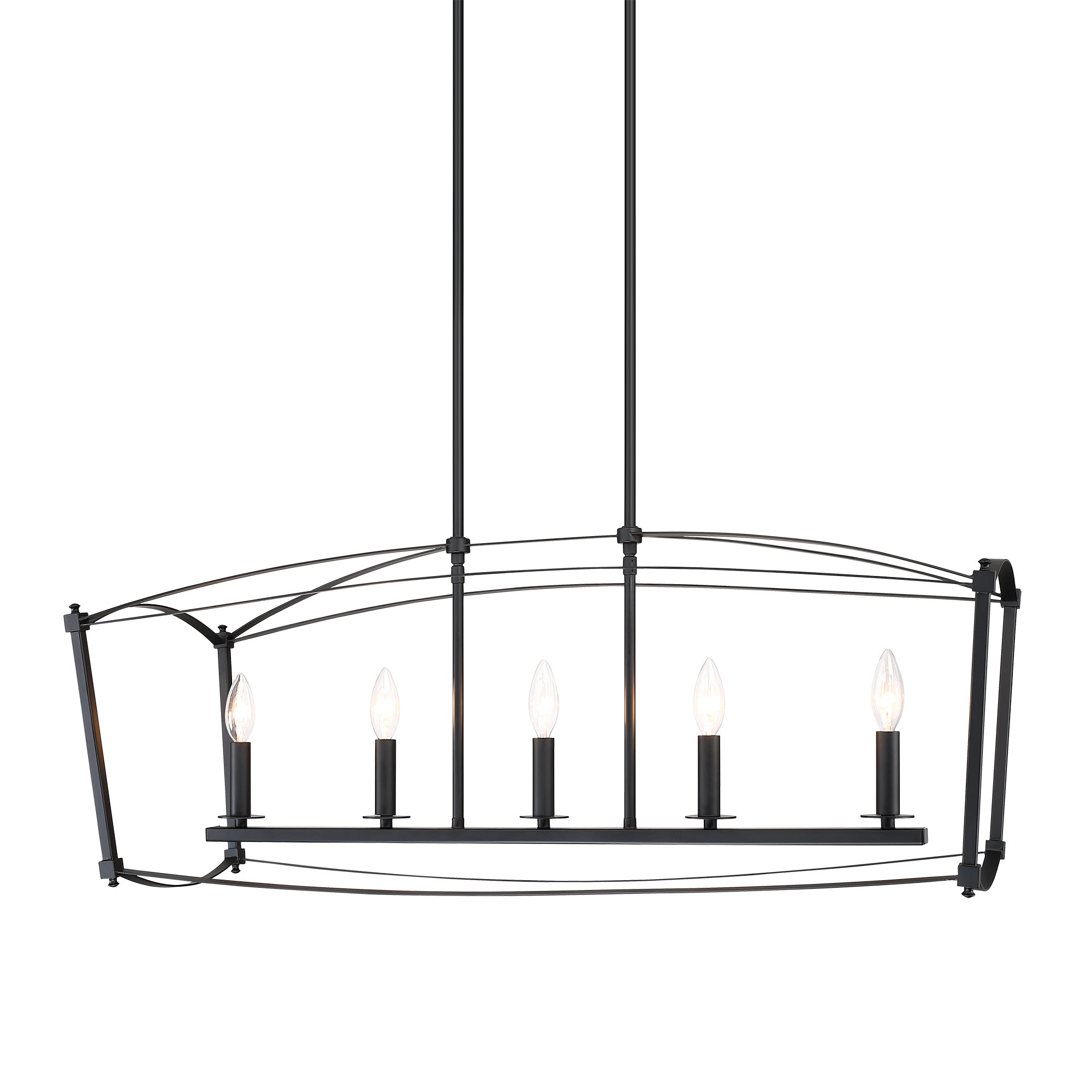 5-Light 36 inch Industrial Matte Black Pendant Light for Kitchen – Hukoro