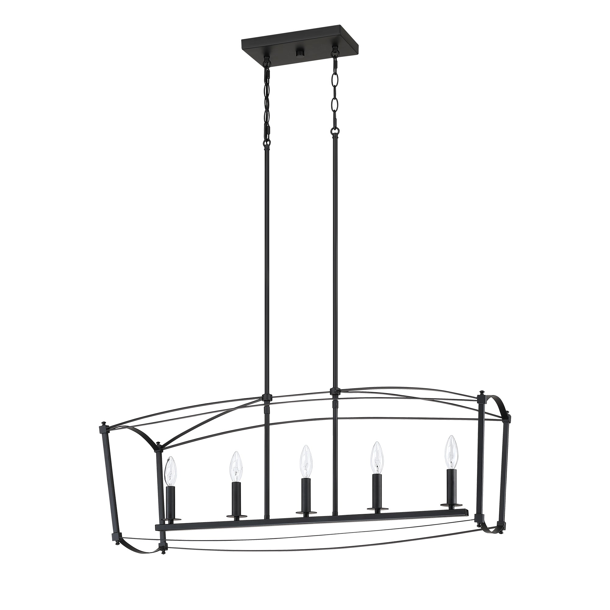 5-Light 36 inch Industrial Matte Black Pendant Light for Kitchen – Hukoro