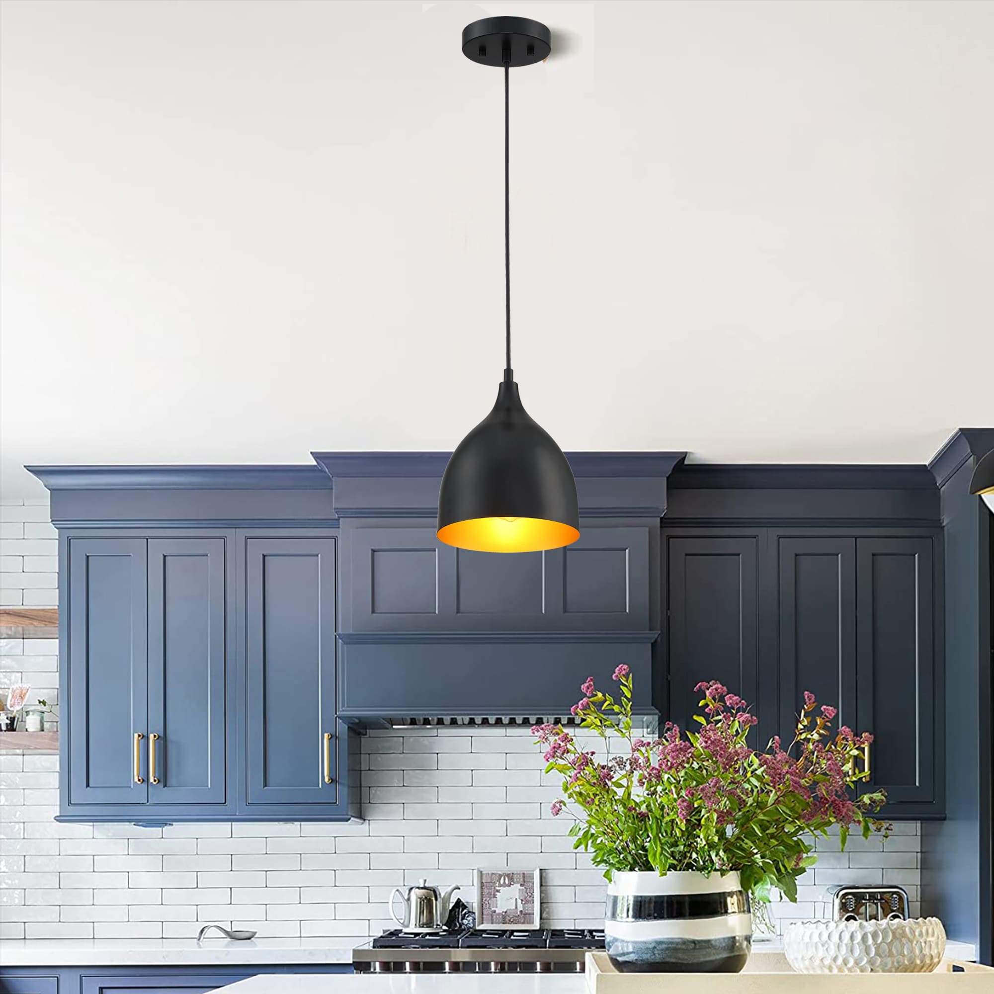 Matte Black Pendant Light Fixture Industrial Kitchen Lighting – Hukoro