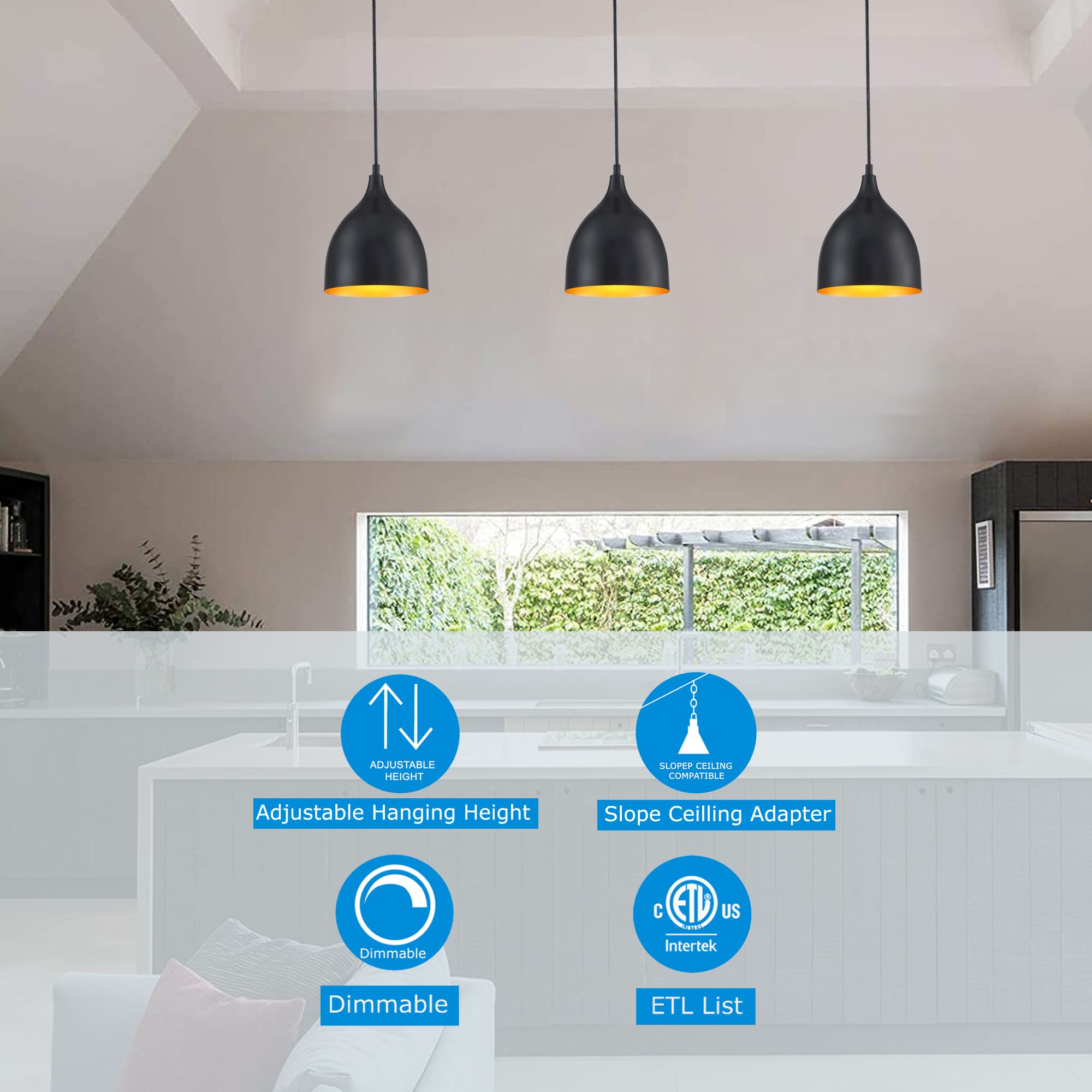 Matte Black Pendant Light Fixture Industrial Kitchen Lighting – Hukoro